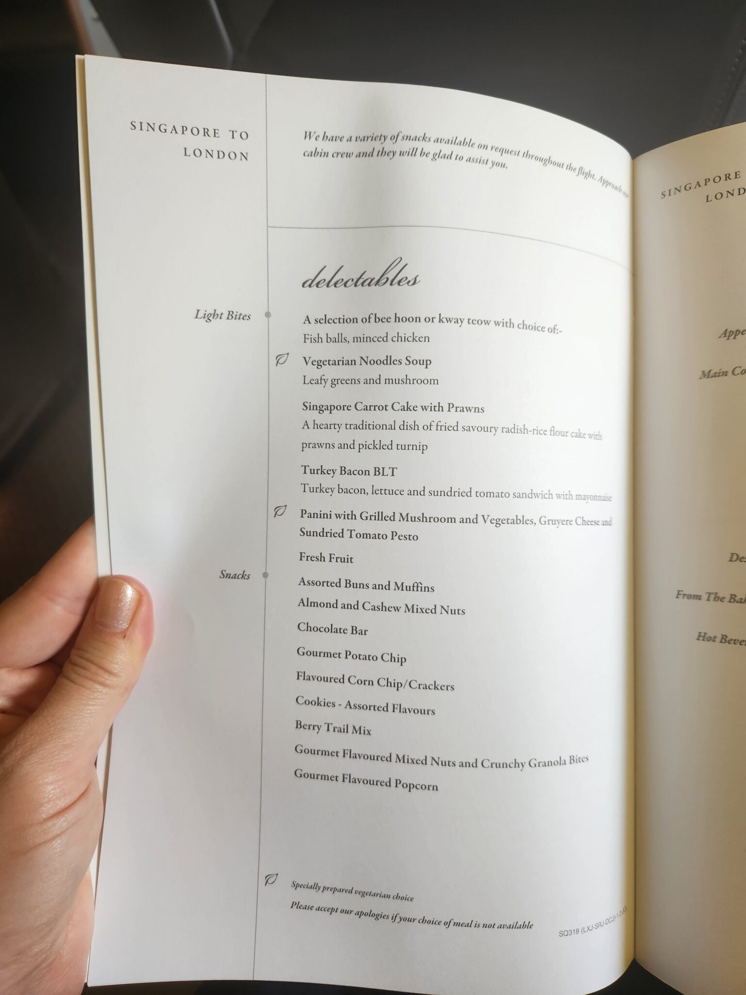 Singapore Airlines business class food review with photos