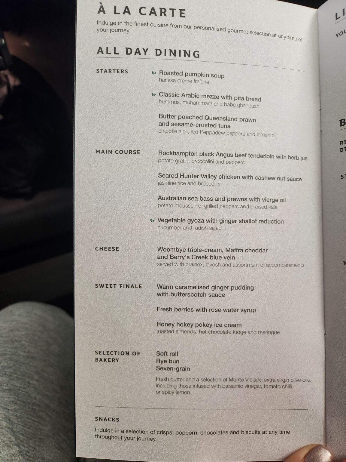 Qatar Business Class Food Review with photos and menu
