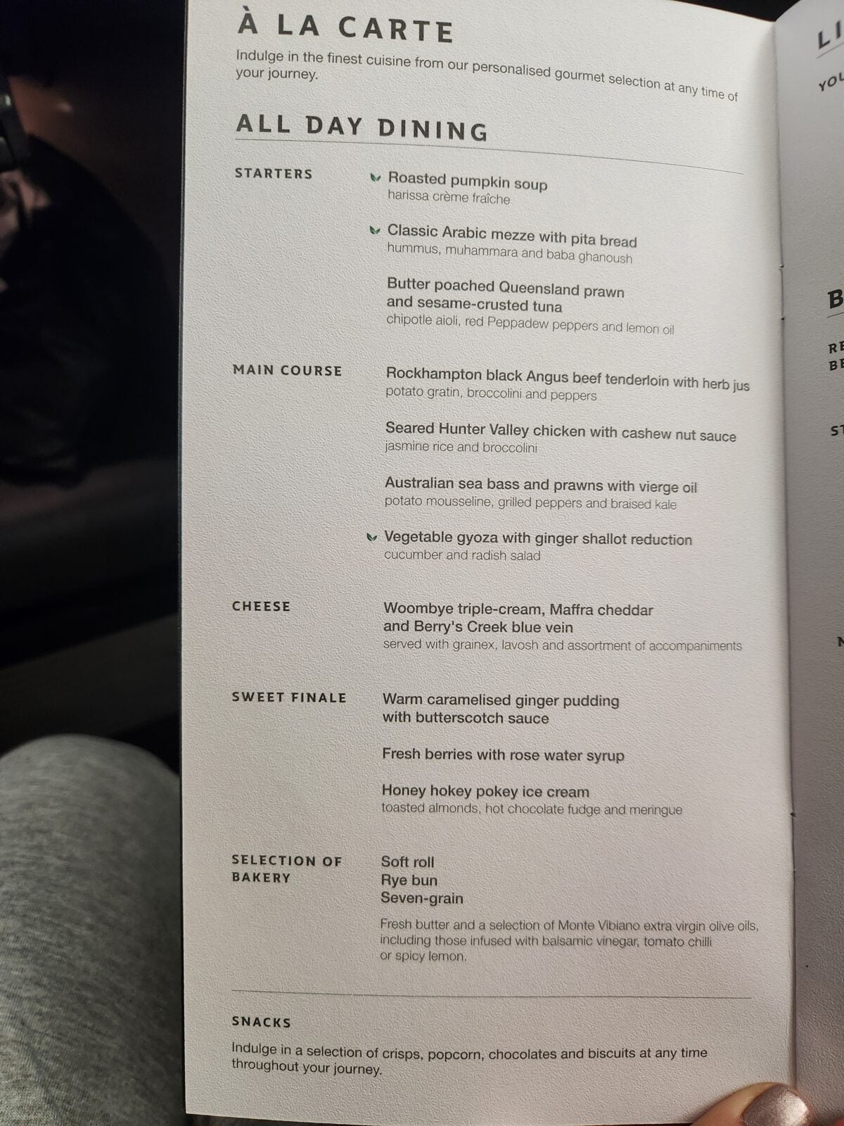 Qatar Business Class Food Review with photos and menu